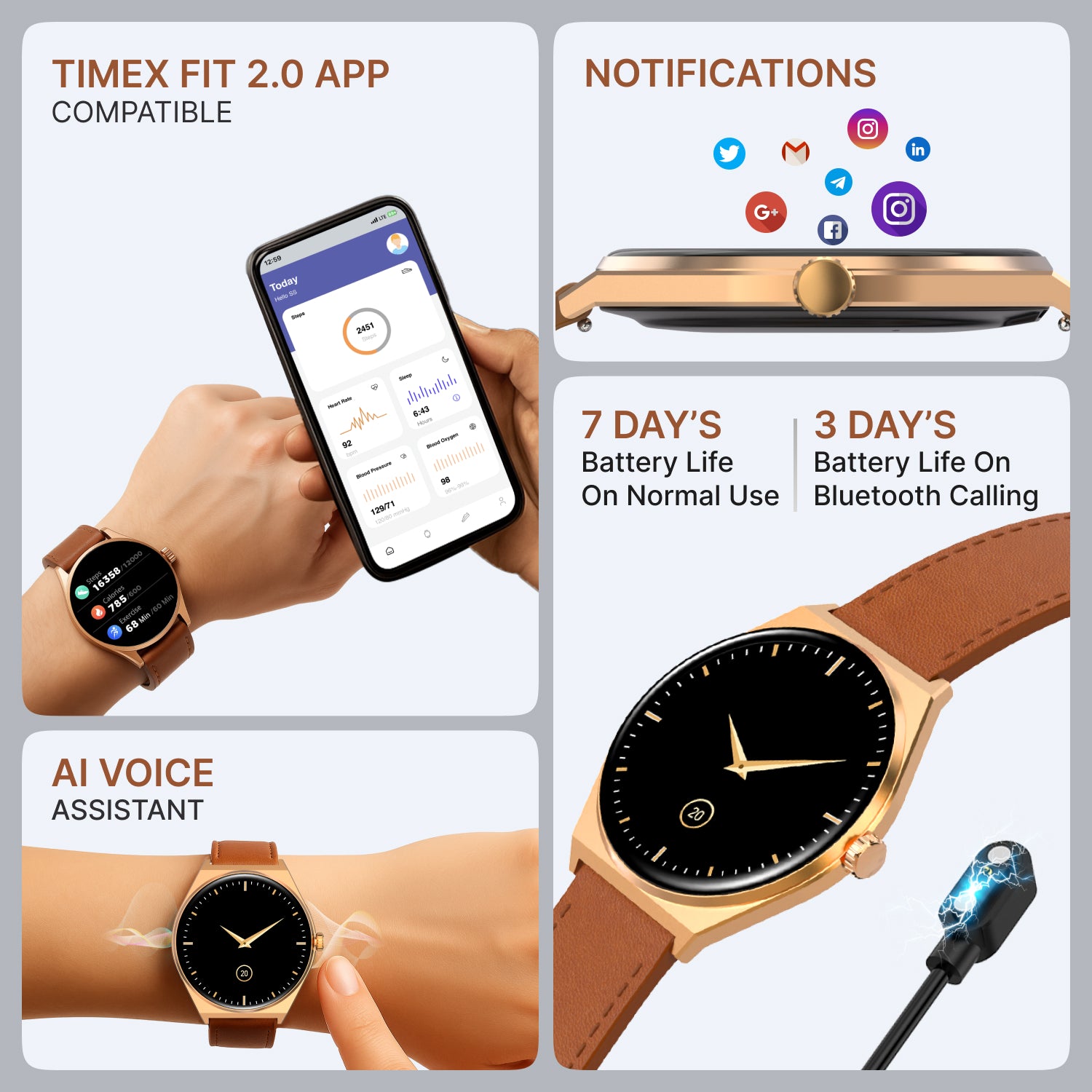 TIMEX Smart Neo 1.43 inches (3.6cm) AMOLED Display with BT Calling Sma