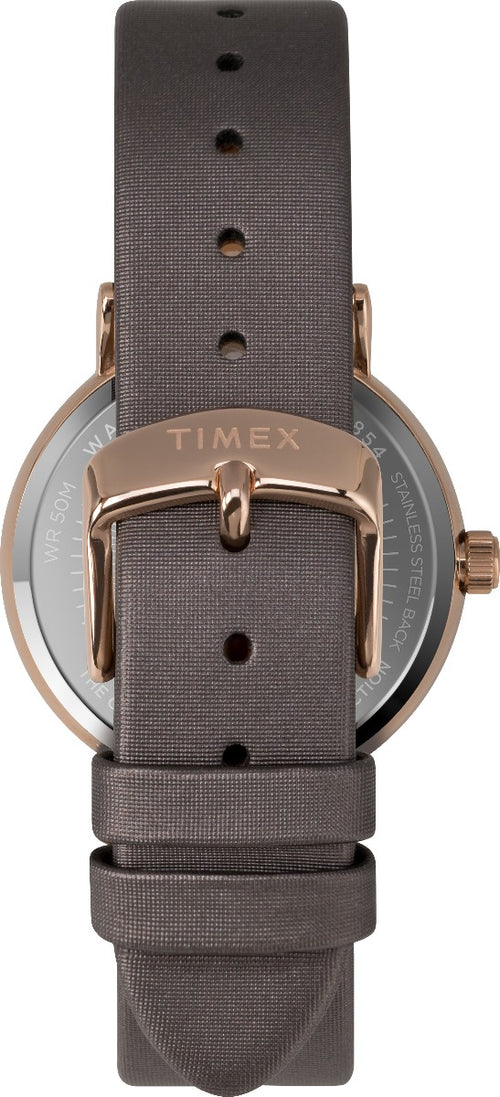 Timex Global Women's Titanium Dial Case Leather-Strap Function Watch